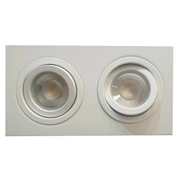 Double GU10 Recessed Spotlight with Tilt Adjustable White Finish ...