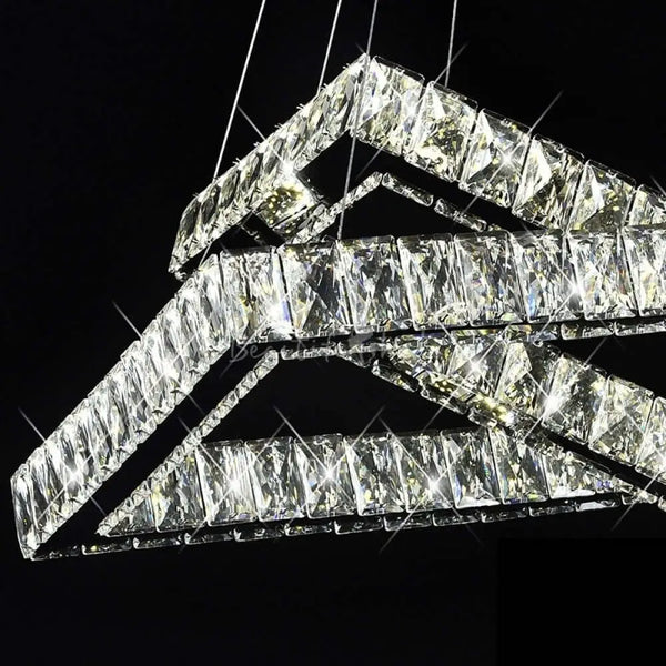 Square Crystal Chandelier with 50W LED Double Tier Crystal Pendant ...
